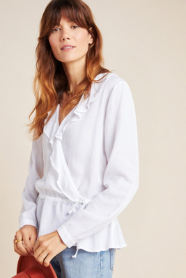 Cloth & Stone Sienna Ruffled Wrap Blouse | Anthropologie