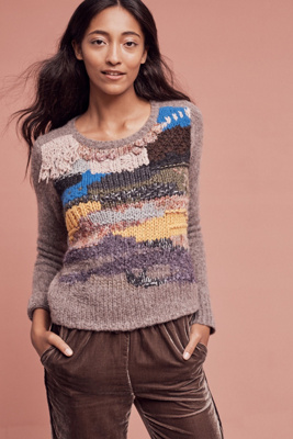 Fringed Collage Pullover | Anthropologie
