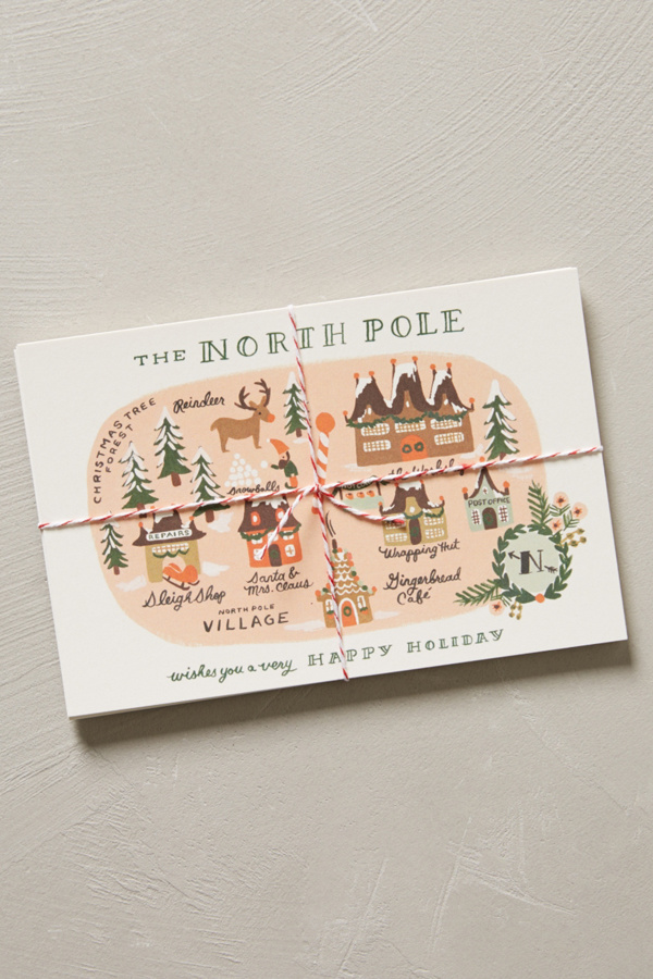 North Pole Map Postcard Set | Anthropologie