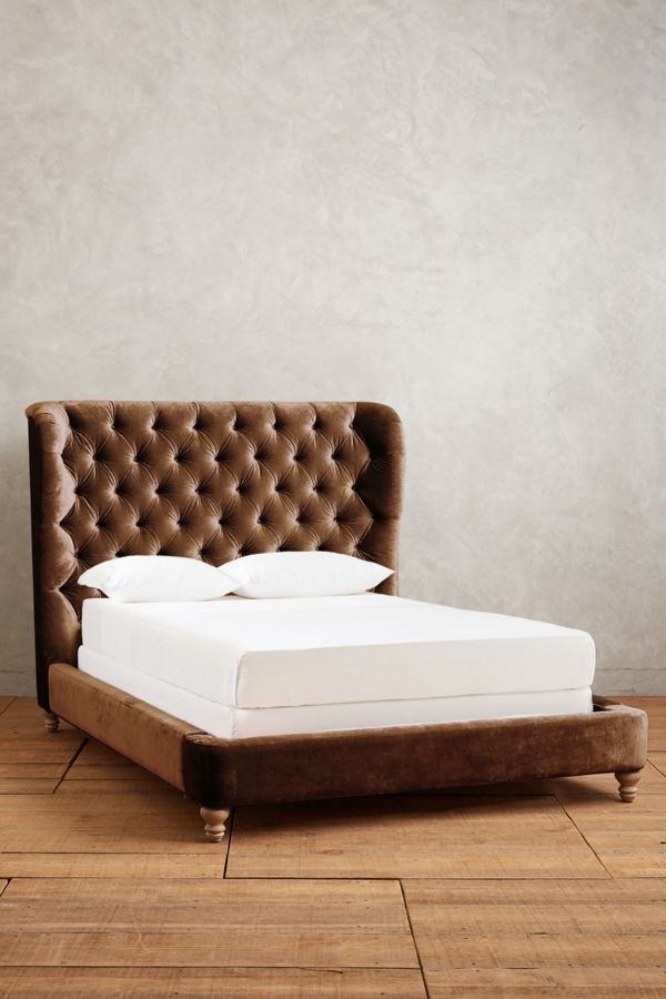 Slub Velvet Tufted Wingback Bed | Anthropologie