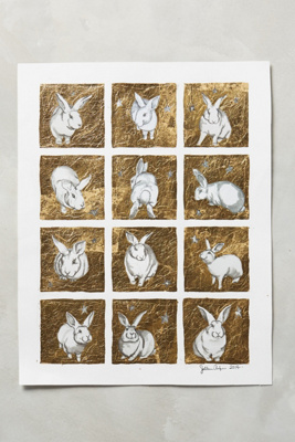 Gilded Bunny Grid Print | Anthropologie