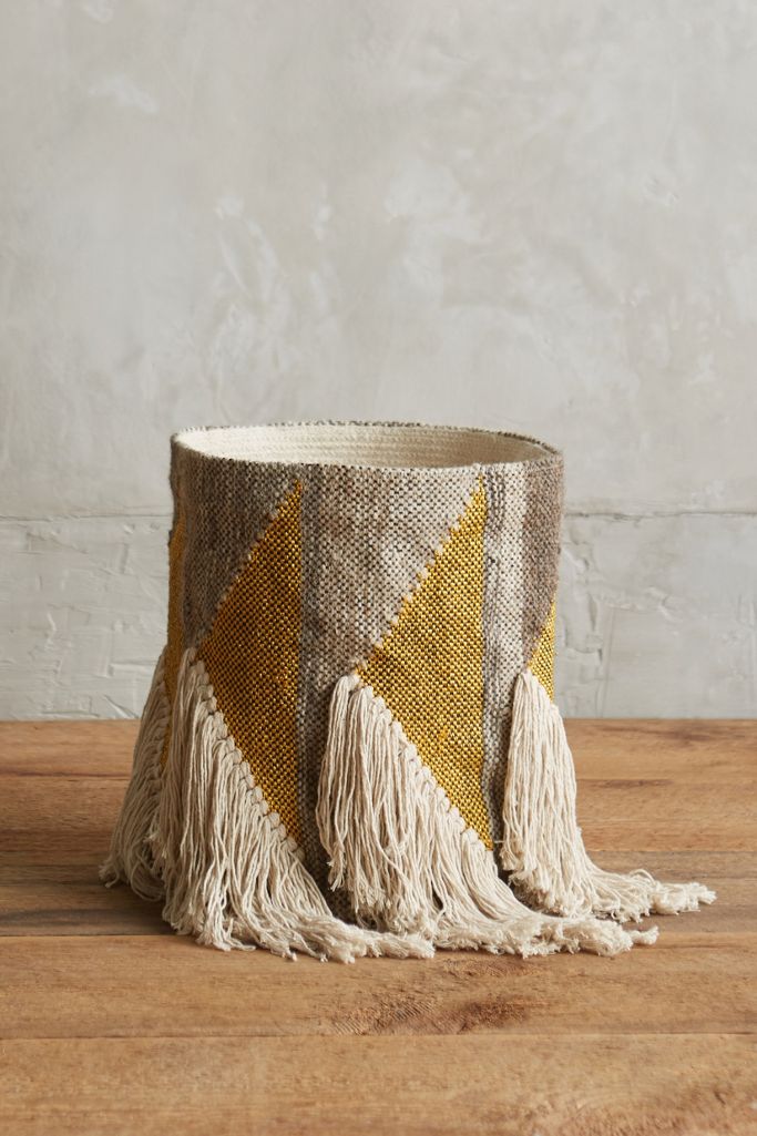 Fringed Triangle Basket | Anthropologie