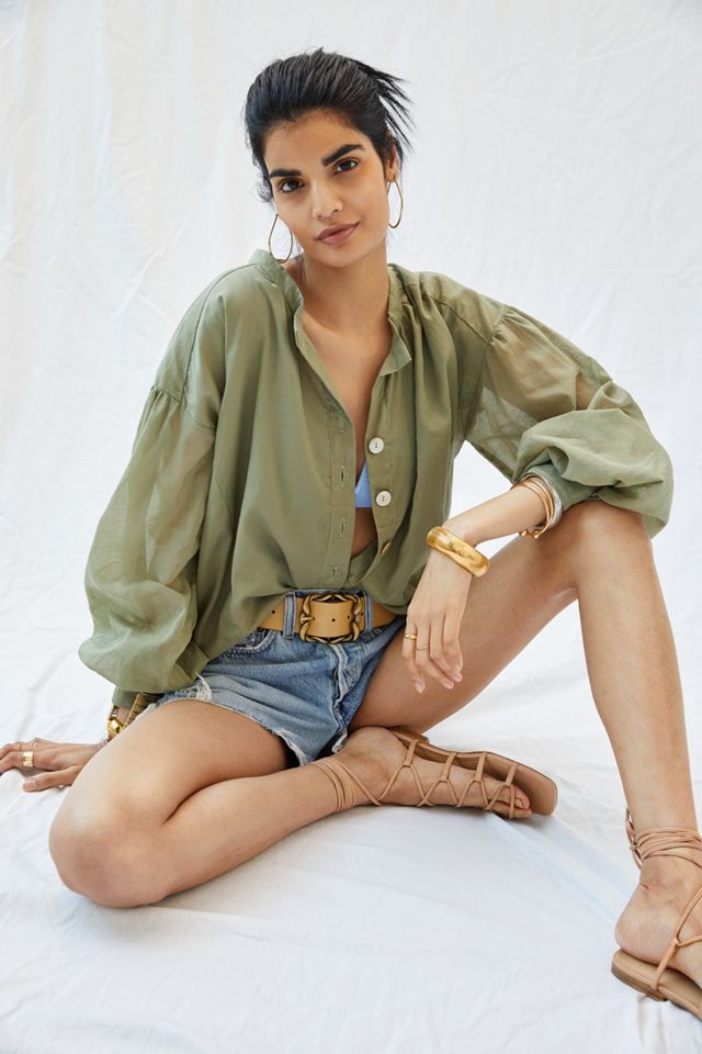 Erika Peña Breezy Puff-Sleeved Buttondown | Anthropologie