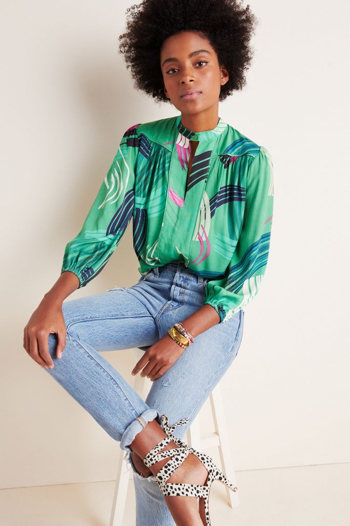 Adeline Paint-Swiped Blouse | Anthropologie