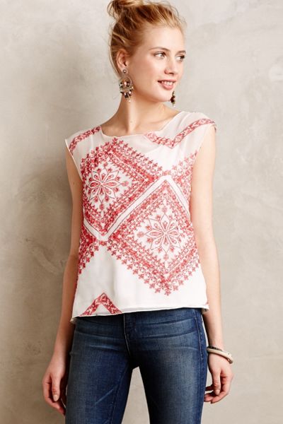 Stitched Silk Shell | Anthropologie