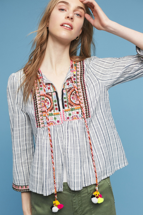 McKay Embroidered Topper | Anthropologie