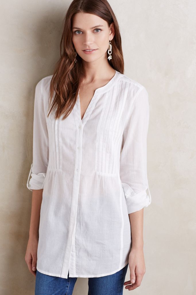 Pintucked Buttondown Tunic | Anthropologie