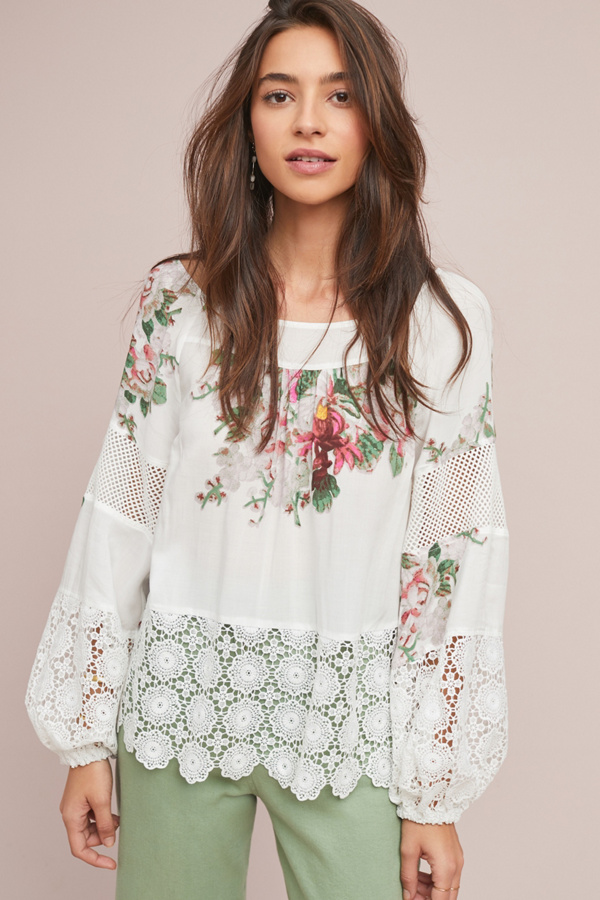 Stacey Floral-Embroidered Blouse | Anthropologie UK