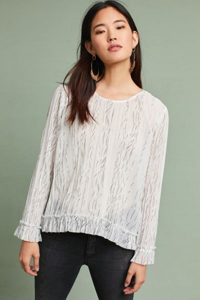 Pleated Ruffled-Hem Blouse | Anthropologie