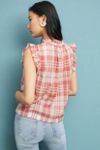 Plaid Ruffle-Sleeve Top | Anthropologie