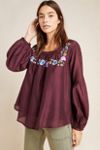 Helia Embroidered Swing Blouse | Anthropologie