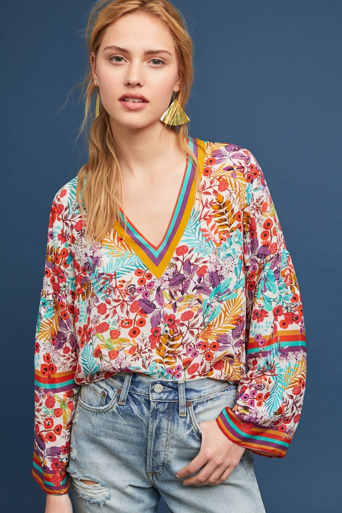 Sporty Floral Blouse | Anthropologie