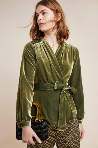 Vivienne Velvet Wrap Top | Anthropologie