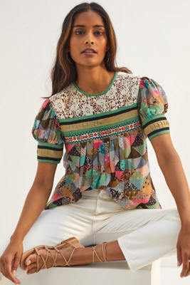 Verb by Pallavi Singhee Patchwork Embroidered Lace Blouse ...