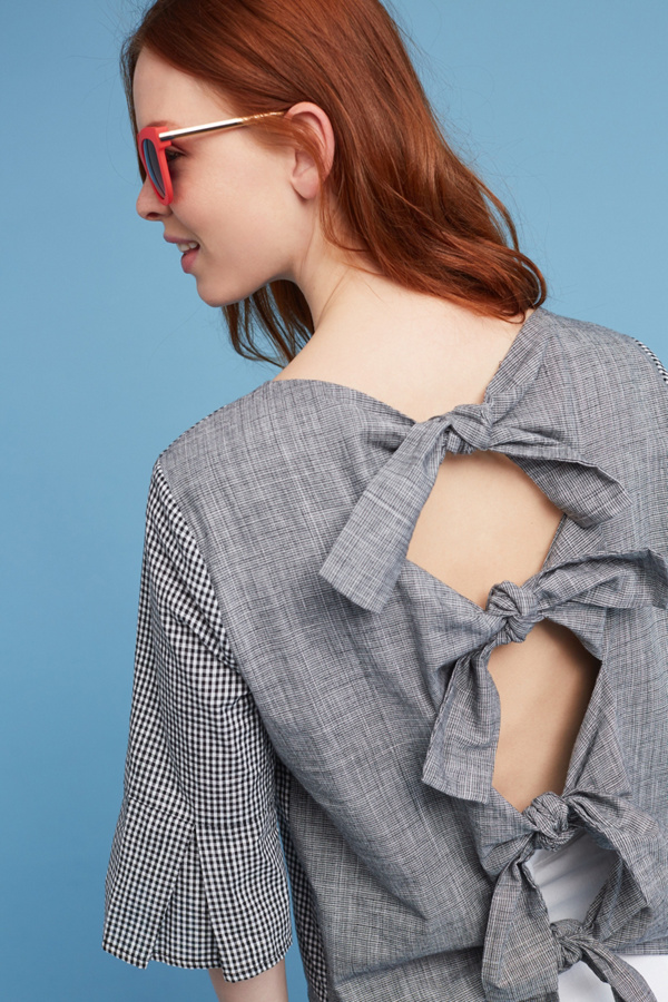Fluttered Bow-Back Blouse | Anthropologie