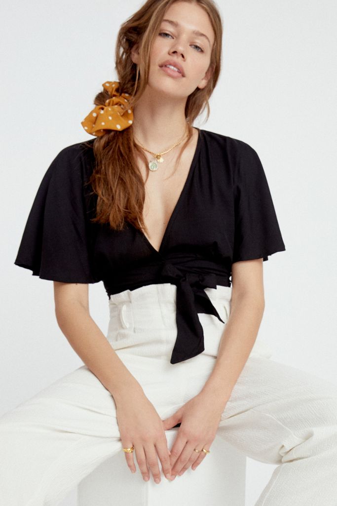 Beachgold Dayna Cropped Wrap Blouse | Anthropologie