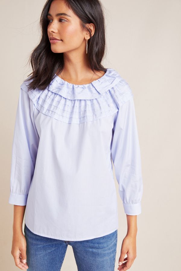 Rosalind Ruffled Poplin Blouse | Anthropologie