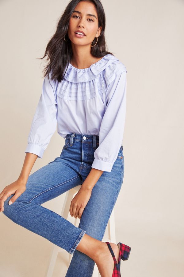 Rosalind Ruffled Poplin Blouse | Anthropologie