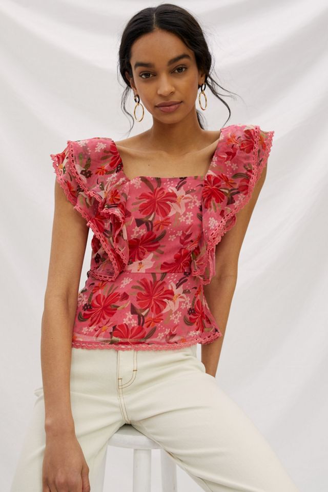 Farm Rio Printed Ruffle Tank | Anthropologie