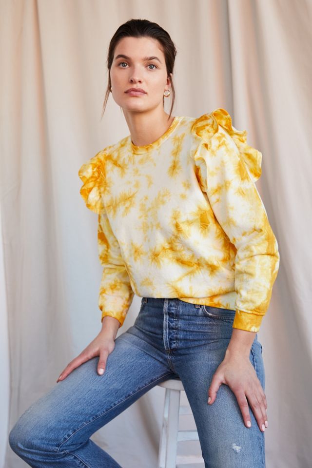 Clare V. Marigold Ruffled Tie-Dye Sweatshirt | Anthropologie