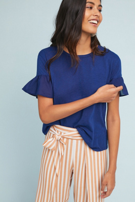 Maureen Ruffle-Sleeved Top | Anthropologie