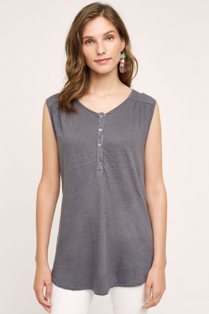 Linen Henley Tank | Anthropologie