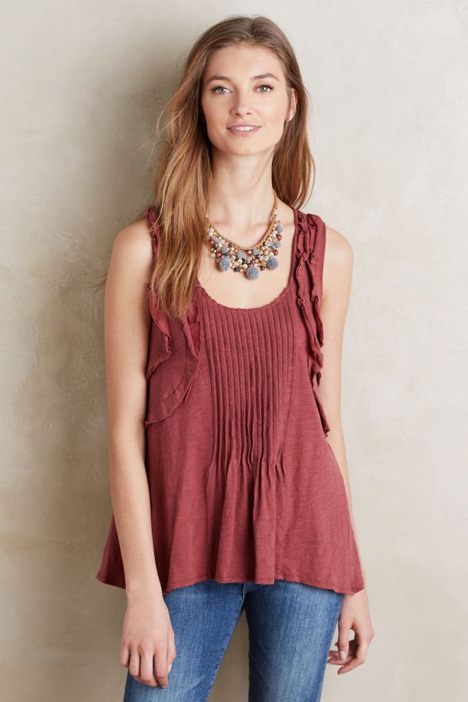 Pleated Ruffle Tank | Anthropologie