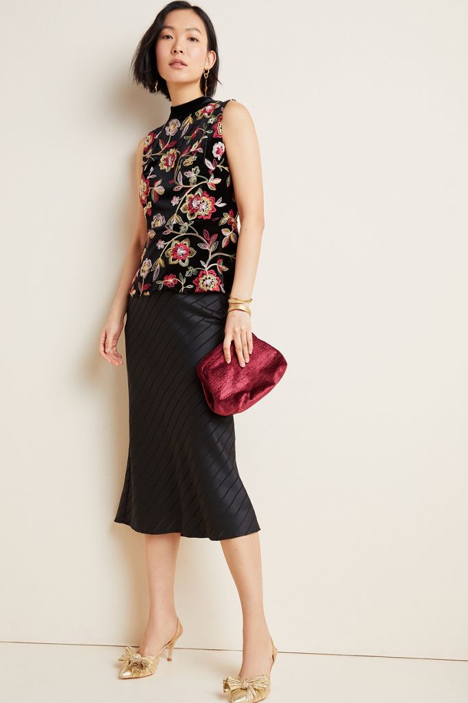 Sutton Embroidered Velvet Top | Anthropologie
