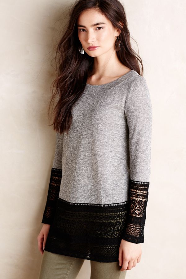 Recessed Lace Sweatshirt | Anthropologie