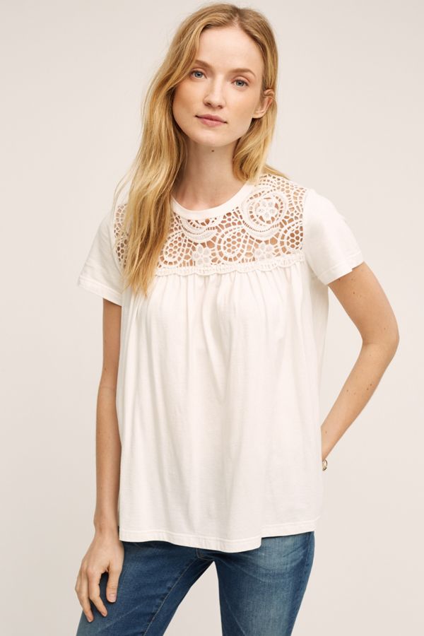 Macrame T-Shirt, White | Anthropologie UK