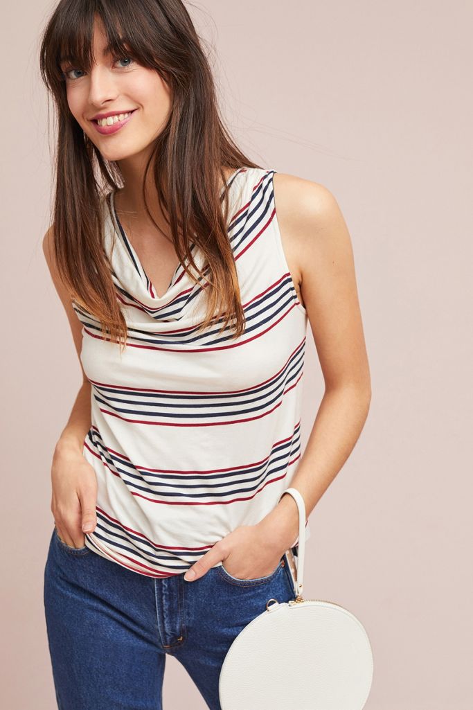 Striped Cowl-Neck Tank | Anthropologie