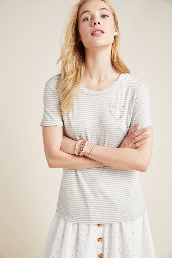 Devyn Rainbow Heart Tee | Anthropologie