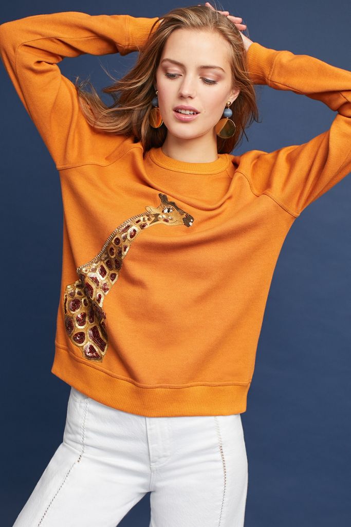 Embellished Giraffe Sweater | Anthropologie