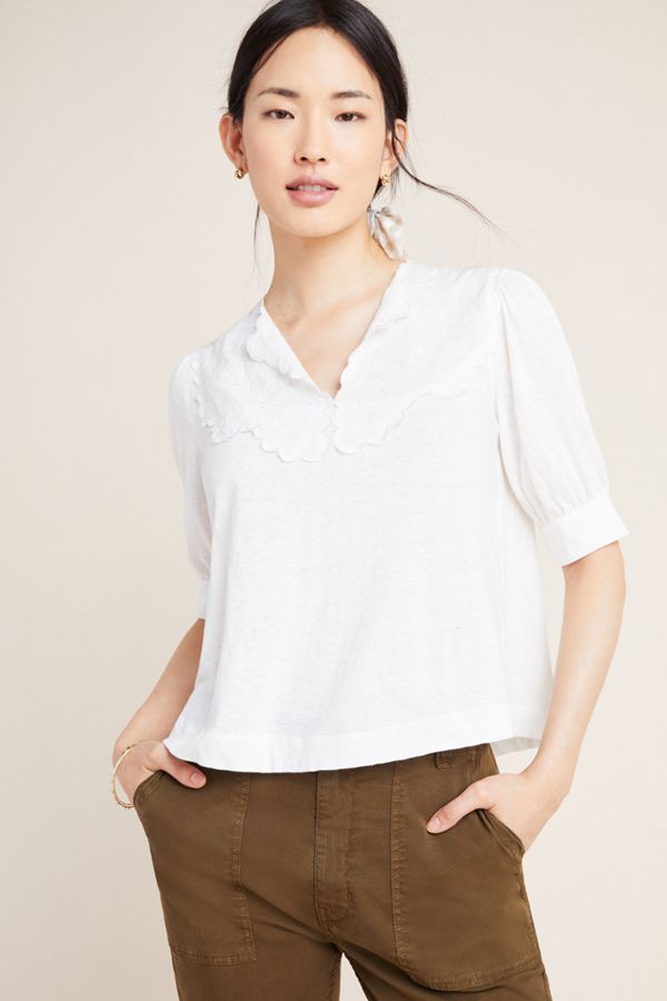 Woven Yoke Tee | Anthropologie