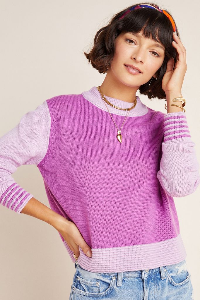 Viola Colorblocked Mock Neck Sweater | Anthropologie