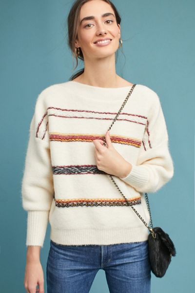 Oversized Striped Wool Pullover | Anthropologie