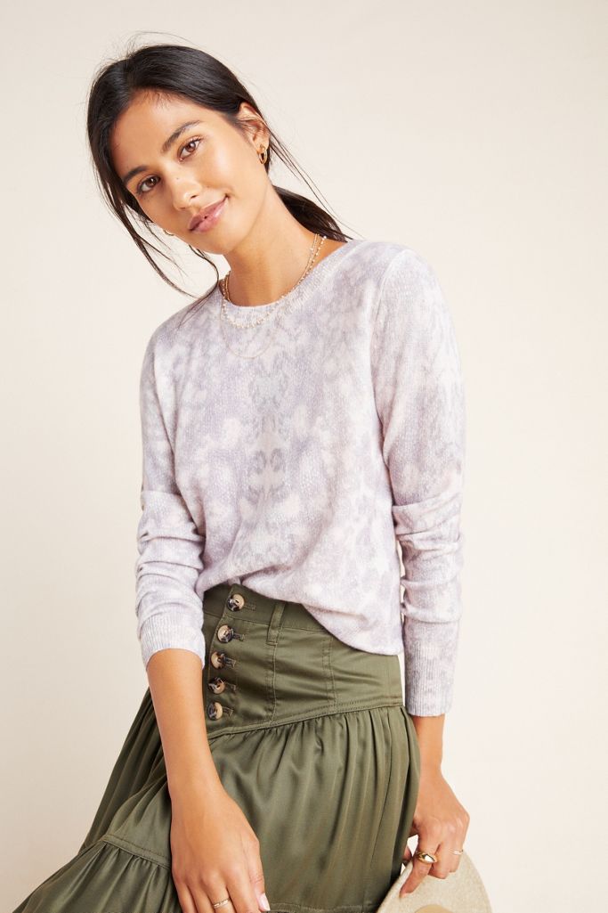 White + Warren Snake-Printed Cashmere Sweater | Anthropologie