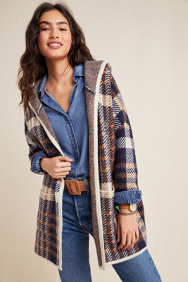 Ali Windowpane Sweater Coat | Anthropologie