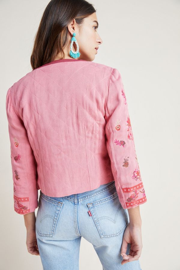 Evanio Rose Embroidered Jacket | Anthropologie