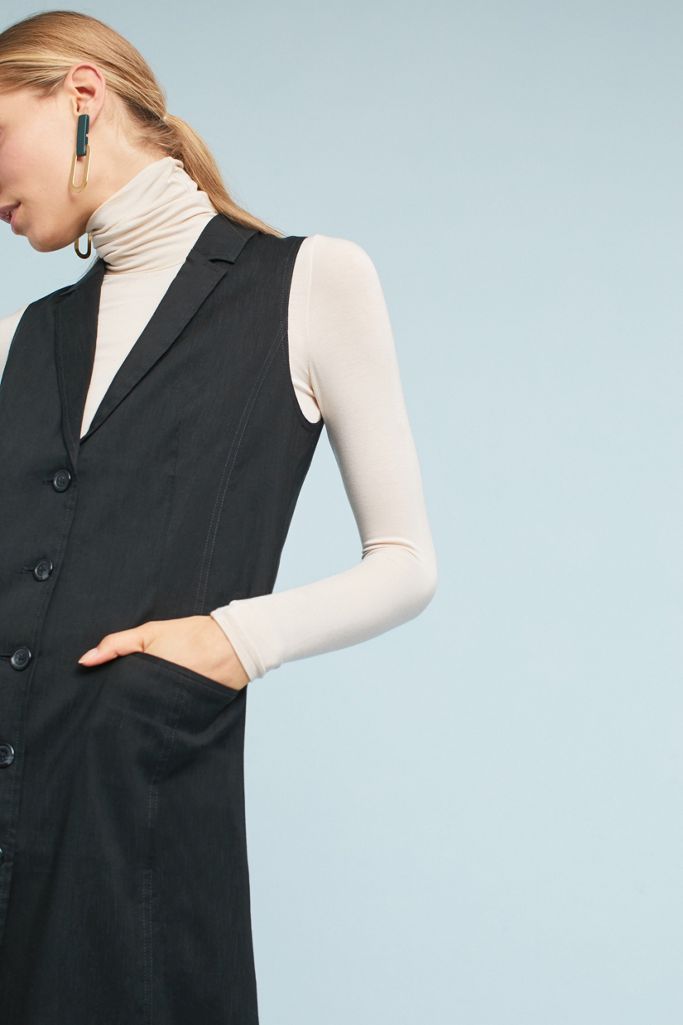 Linen Longline Vest | Anthropologie
