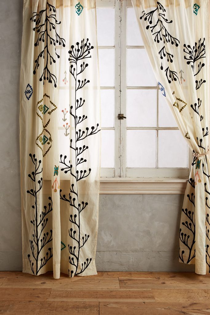 Embroidered Naome Curtain | Anthropologie