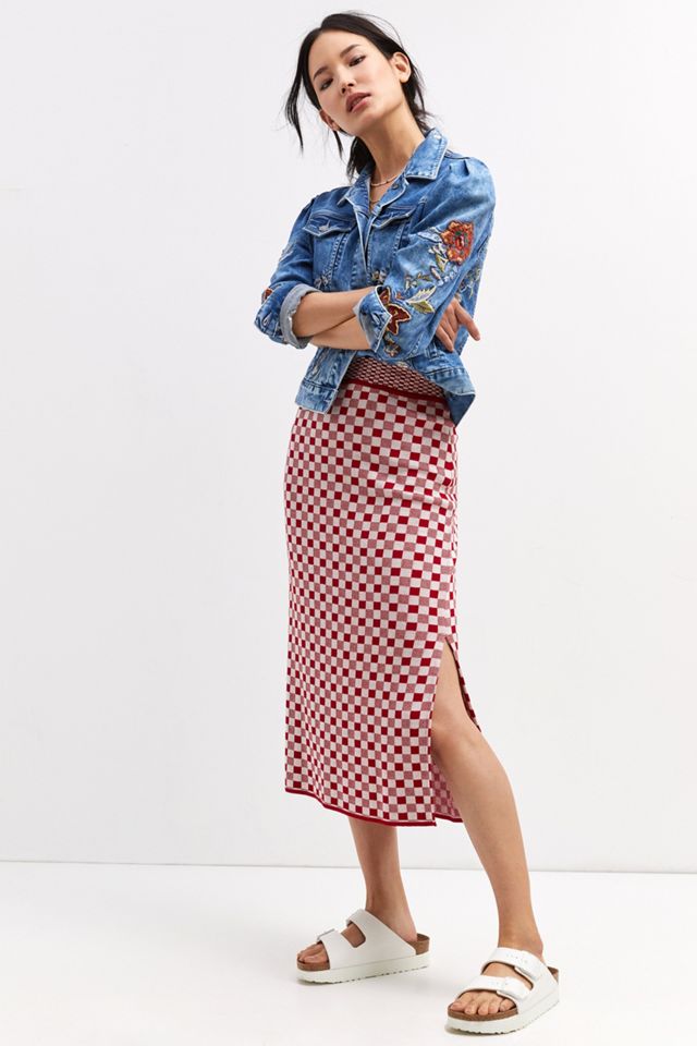 Checkered Knit Midi Skirt | Anthropologie