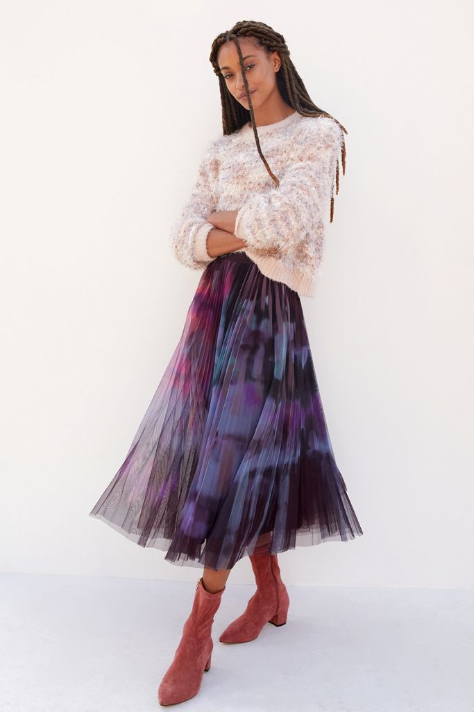 Dania Tulle Tie-Dye Midi Skirt | Anthropologie