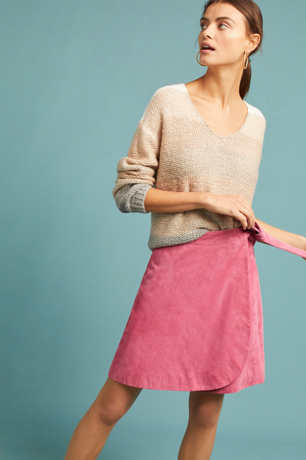 Suede Wrap Mini Skirt | Anthropologie