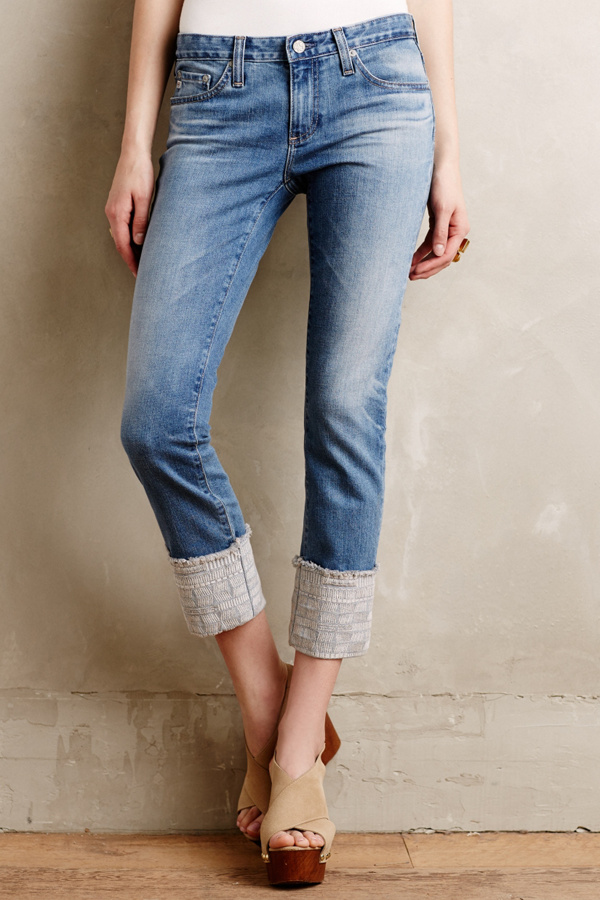 AG Stevie Embroidered Cuff Jeans | Anthropologie
