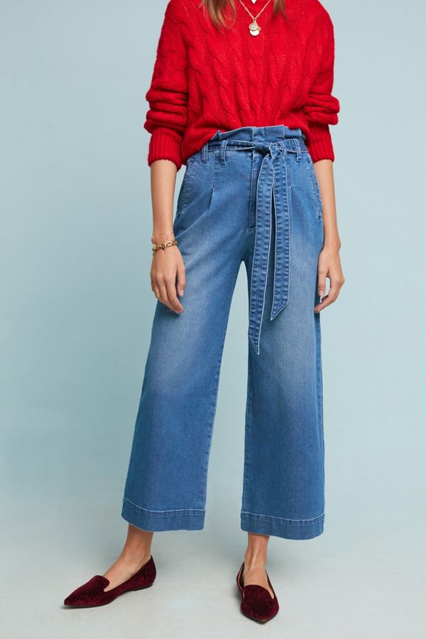 Pilcro Ultra High-Rise Belted Wide-Leg Jeans | Anthropologie