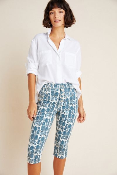 Pilcro Button-Fly High-Rise Denim Capris | Anthropologie