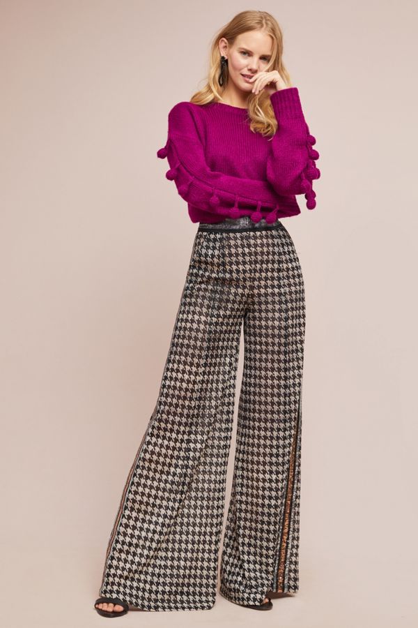 Byron Lars Houndstooth Wide-Leg Pants | Anthropologie