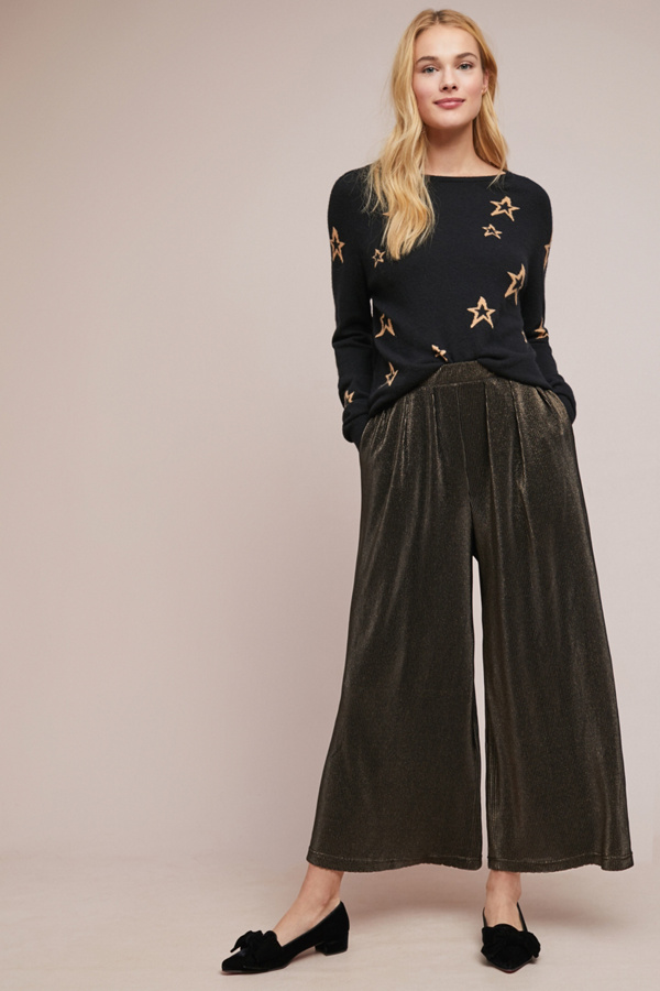 Metallic Wide-Leg Pants | Anthropologie