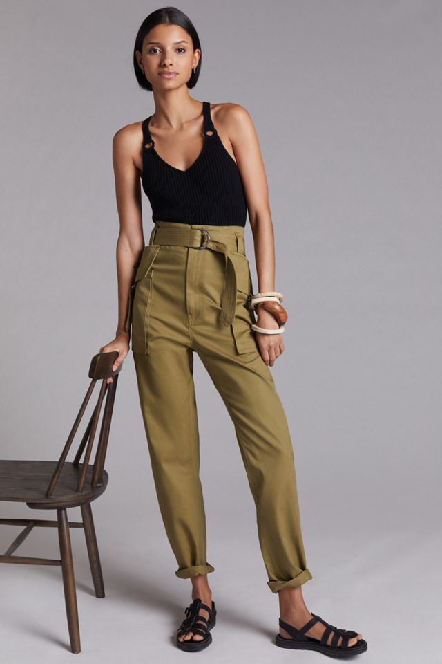 Magali Pascal Belted Taper Pants | Anthropologie